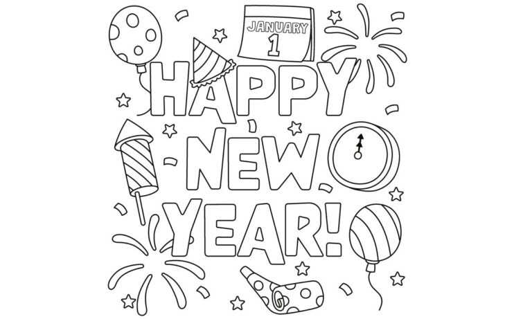 35+ Amazing New Year Coloring Pages 2025 Free Printable